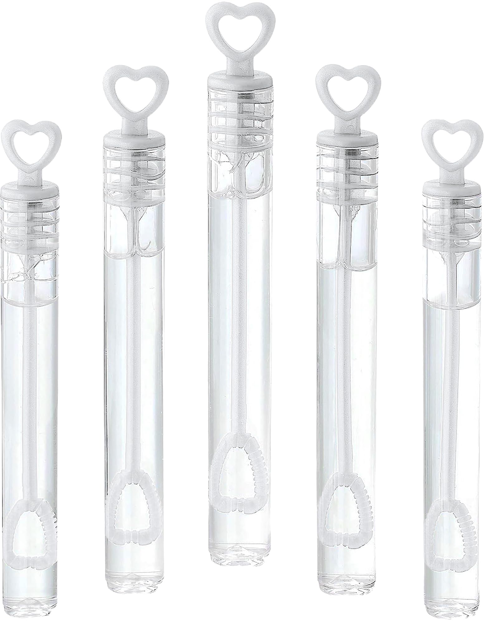 GIFTEXPRESS 96 pcs 4.2" White Heart Bubble Wands, Party Favors for Weddings Supplies, Valentine's Day, Party and Anniversaries (96 Pack)