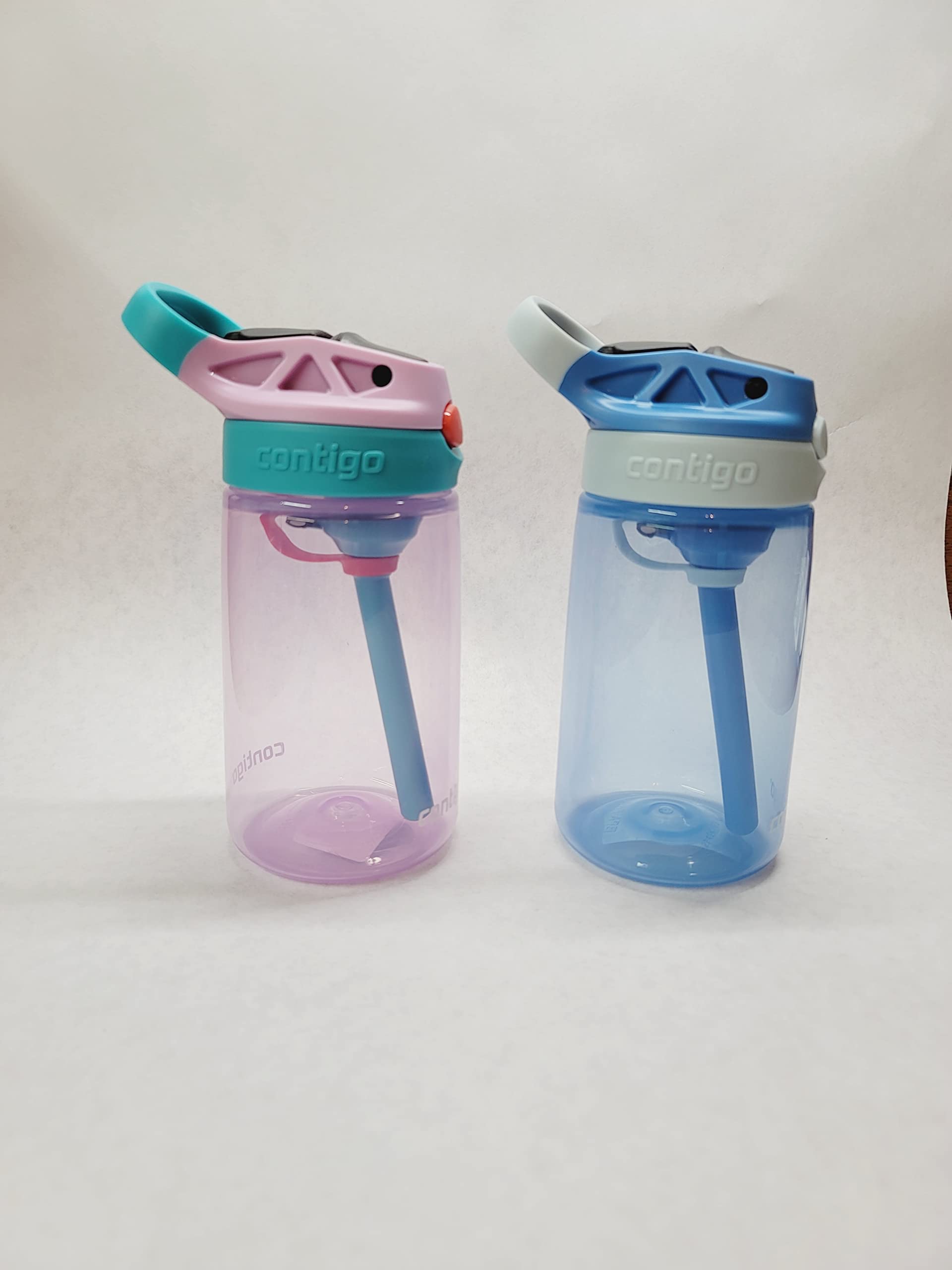 Contigo Kids Autospout Water Bottle, 2 Pack - Plastic, 14oz - Leak and Spill Proof Bottles, Ideal for Travel and Activities, Easy-Clean - Cotton Candy/Grape Sorbet