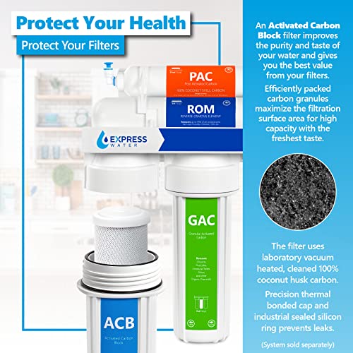 Express Water – 1 Pack Activated Carbon Block ACB Water Filter Replacement – 5 Micron, 10 inch Filter – Under Sink and Reverse Osmosis System…