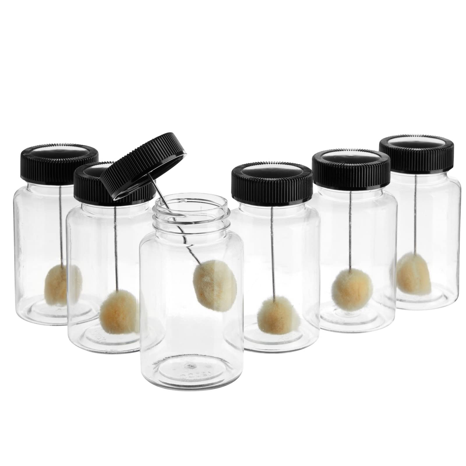 Bright Creations 6-Pack Clear Bottle Wool Daubers with Ball Brush for DIY Projects, Arts and Crafts, Gluing, Leather Dye Tool with Applicator, Plastic Empty Bottle (120 ml Capacity)