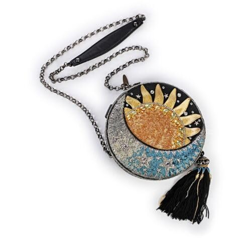Mary Frances Day To Night Celestial Sun and Moon Beaded Round Crossbody Handbag, Multi