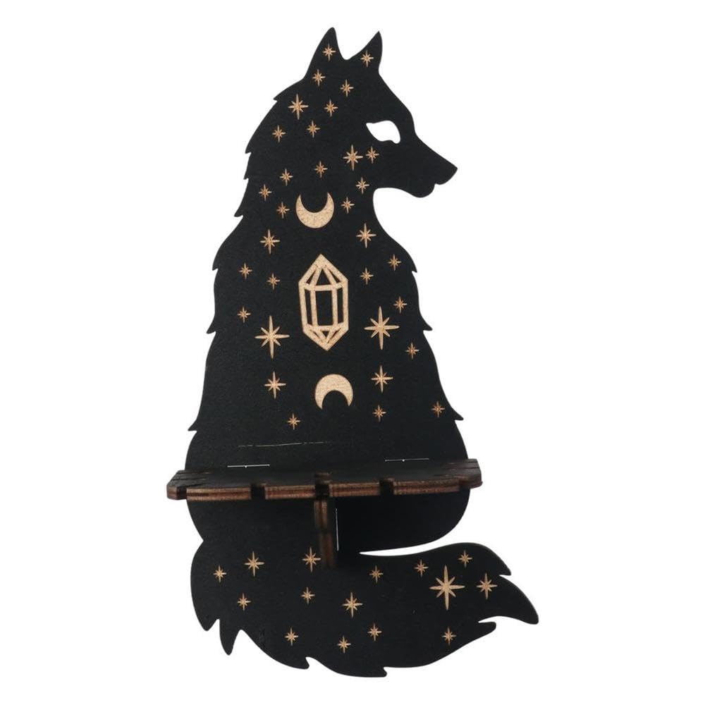 gifthub Lovely Wall Stand Wooden Crystal Stand Wall Hanging Display Stand,Aspen Crystal Shelf Display,Display Stand,Decorative Wooden Wall Shelving,Crystal Stone Storage Rack,(Wolf 2)