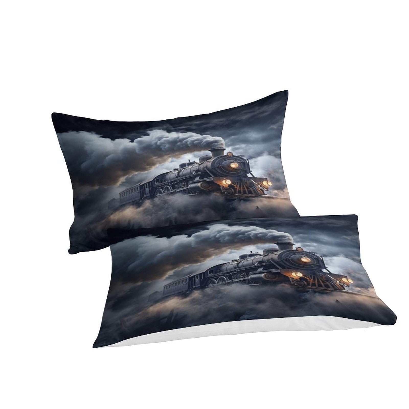 EVMILA Steam Train Comforter Covers Duvet Cover Quilt Cover for Boys Girls 3D Printed Steampunk Bedding Set with Zipper Closure Soft Microfiber with Pillow Cases 3 Pieces Twin(173x218cm)