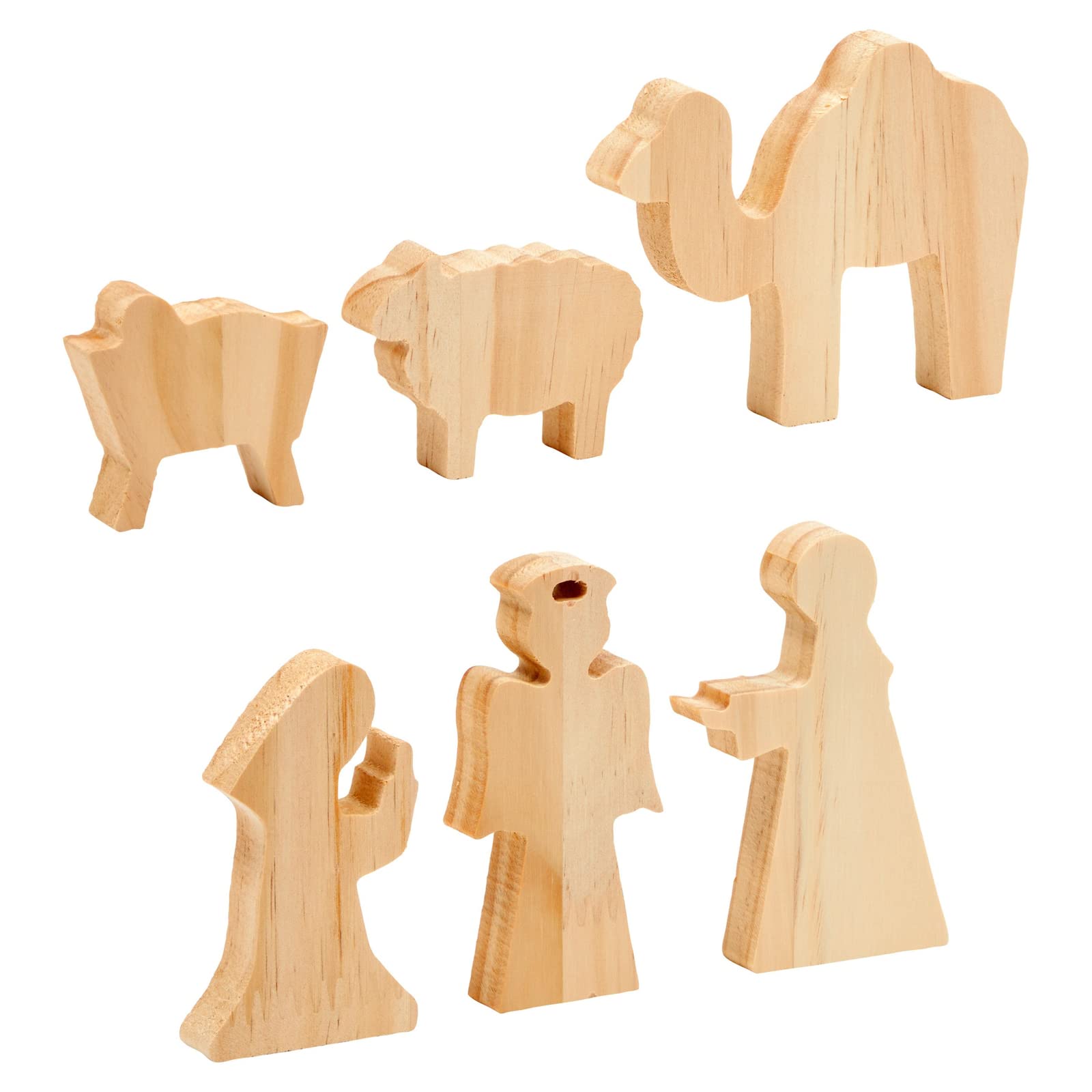 Bright Creations Unfinished Wooden Nativity Scene Set, DIY Christmas Decoration Crafts (11 Pieces)