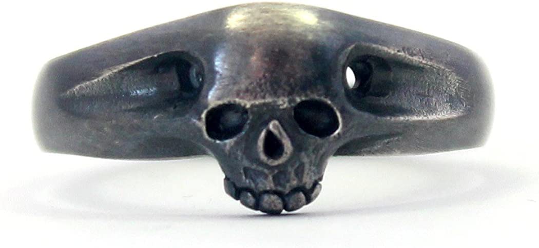 COSUMOSU 925 Sterling Silver Smoked Small Skull Punk Biker Rings US size 8.5