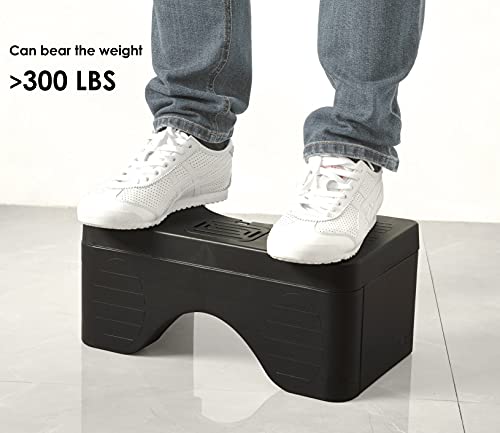 EASICOZI Potable Bathroom Squat Stool, Convertible Squatting Toilet Stool from 7” to 9” Height, Foldable Toilet Step Stool for Adult and Teens(Black)