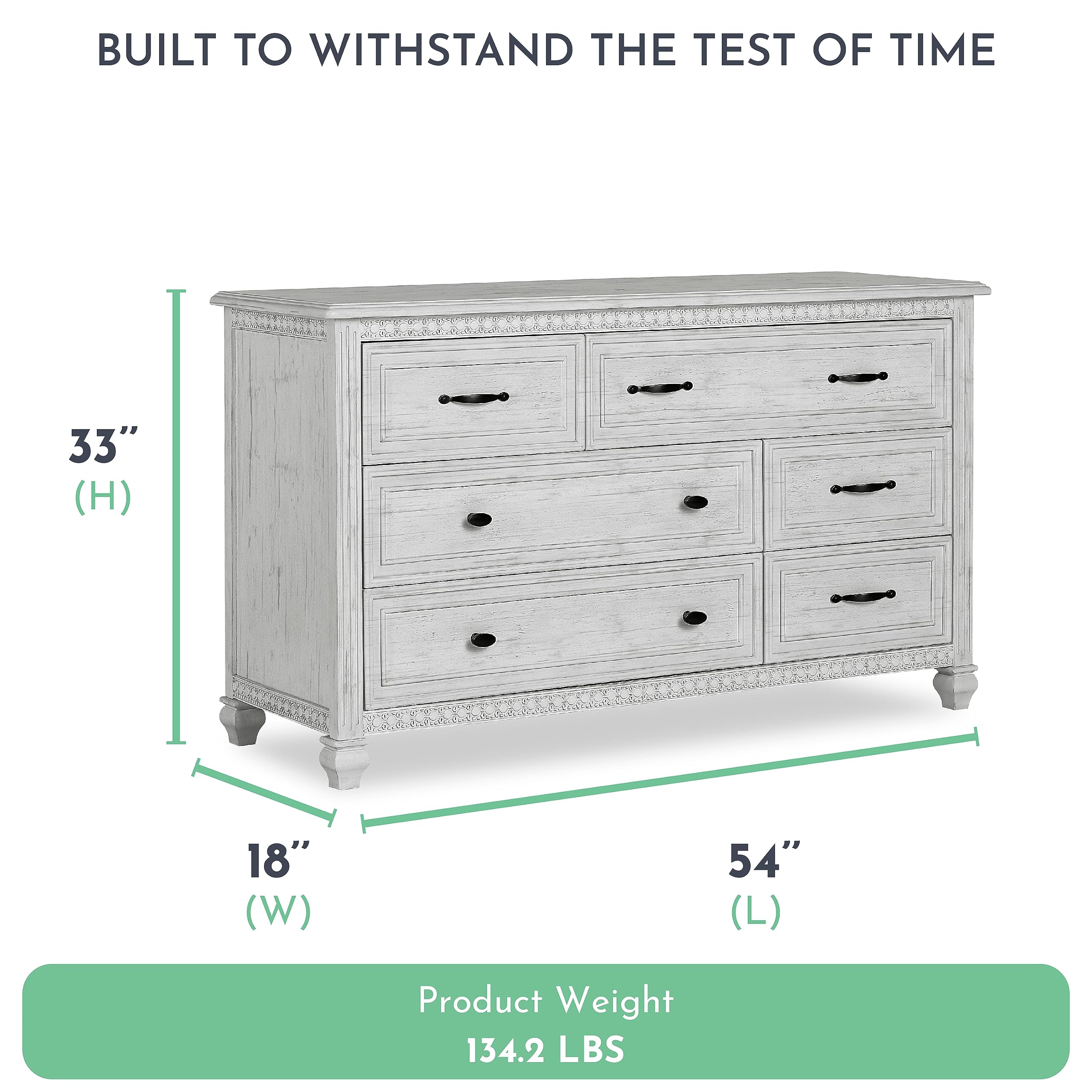 Evolur Madison Double Dresser in Antique Grey Mist