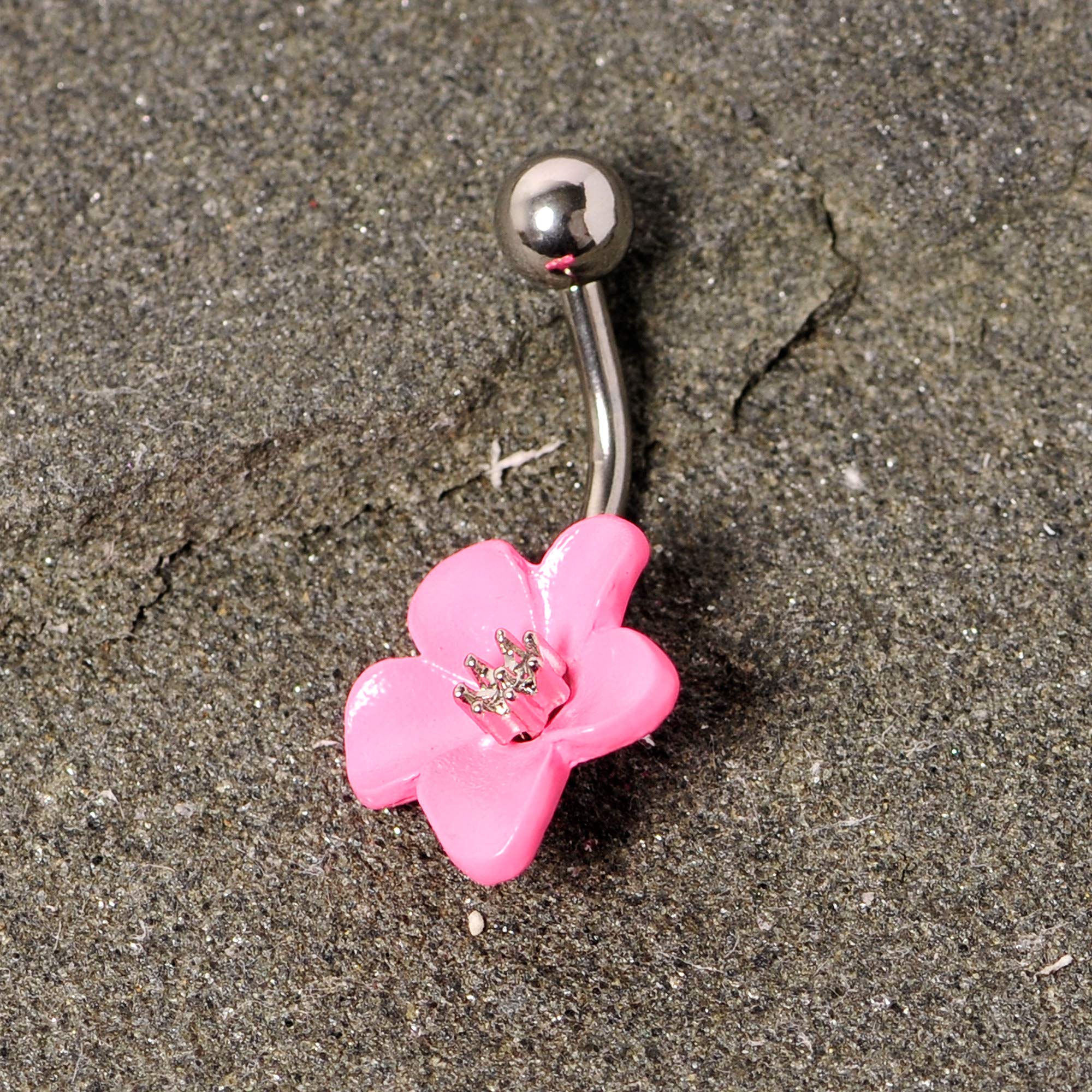 Body Candy Womens 14G Plated Steel Navel Ring Piercing White Spring Flower Belly Button Ring