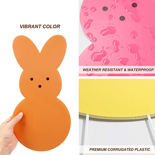 Easter Yard Signs Peeps Bunny Cutouts Easter Outdoor Decorations Easter Yard Stakes Bunny Party Spring Patio Lawn Decorations Set of 7