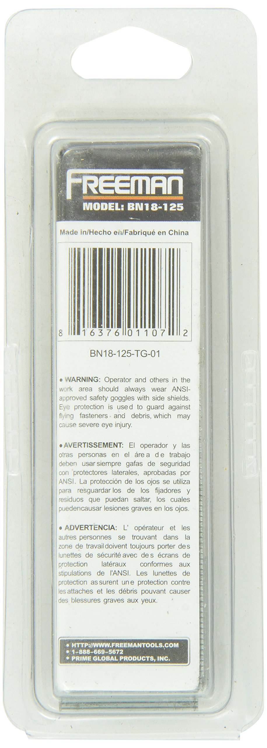 Freeman BN18-125 1-1/4-Inch by 18 Gauge Brad Nail, 1000 Per Box