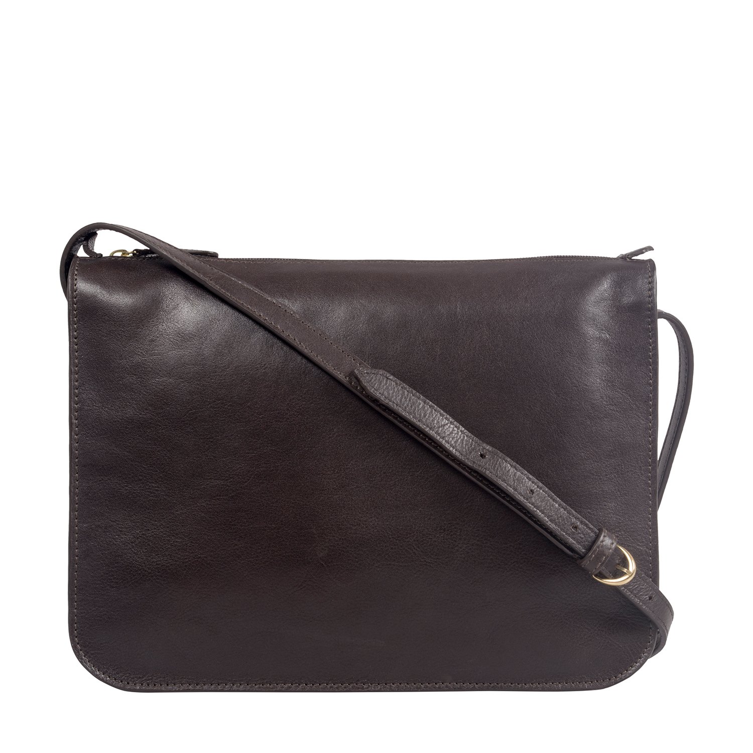 Hidesign Vegetable Tanned Leather Carmel Medium Crossbody Bag I Shoulder Sling Bag for Women - Size (L x W x H - 14 x 2.8 x 12), Black