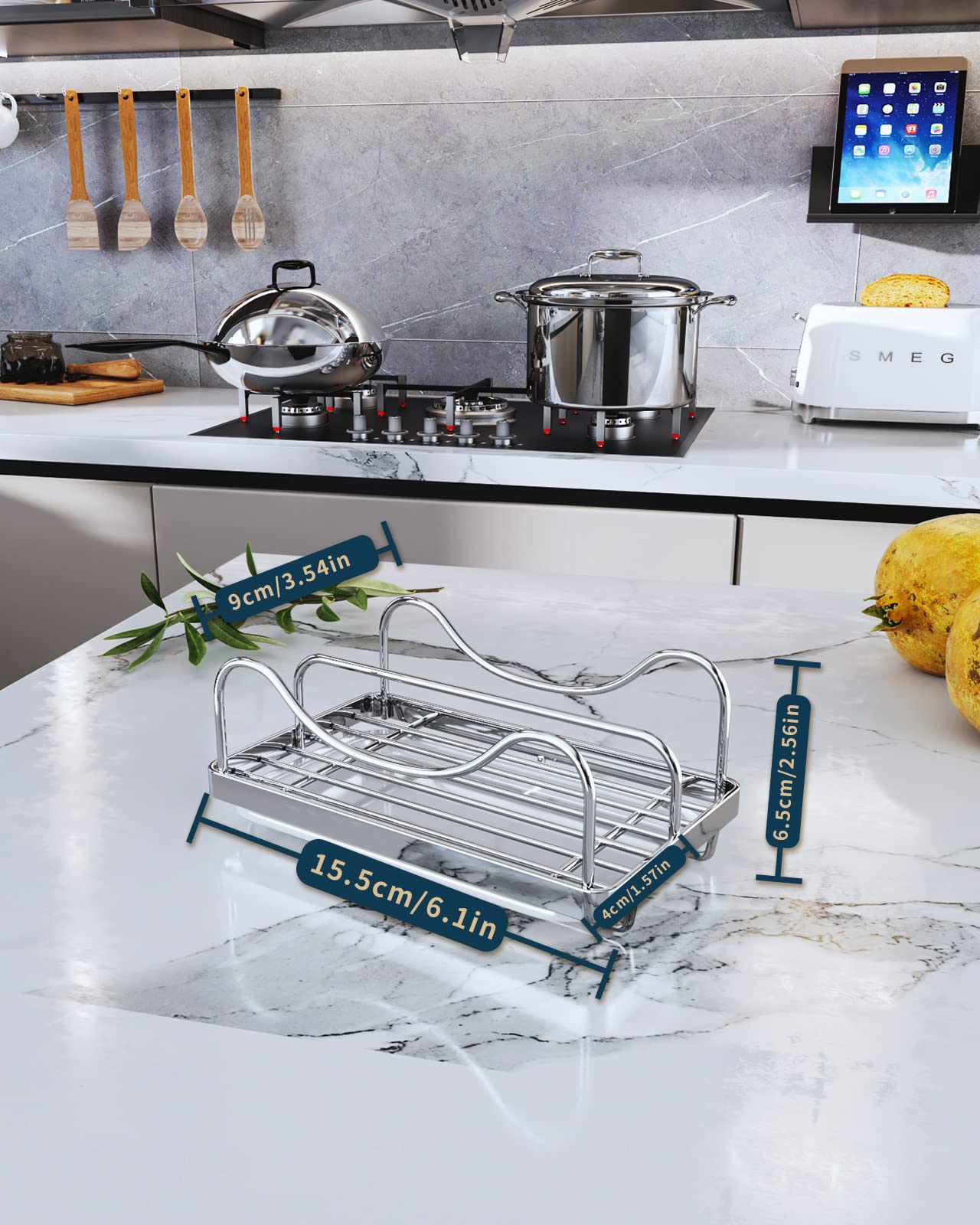 Consumest Sponge Holder for Kitchen Sink, Movable Sink Caddy for Countertop Organizer, 304 Stainless Steel Sink Sponge Holder with Detachable Drip Tray for Kitchen Accessories-Silver