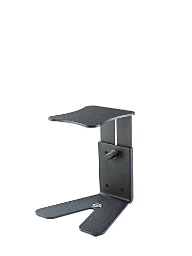 K&M Konig & Meyer 26772.000.56 Table Monitor/Speaker Stand | Solid Stable V Shape Level Base | Height Adjust | Secure Safety Pin | Non-Slip/Vibration Rubber Pads | Steel | German Made | Black