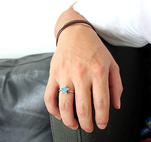 COSUMOSU Sterling Silver Turquoise Star Ring US 8