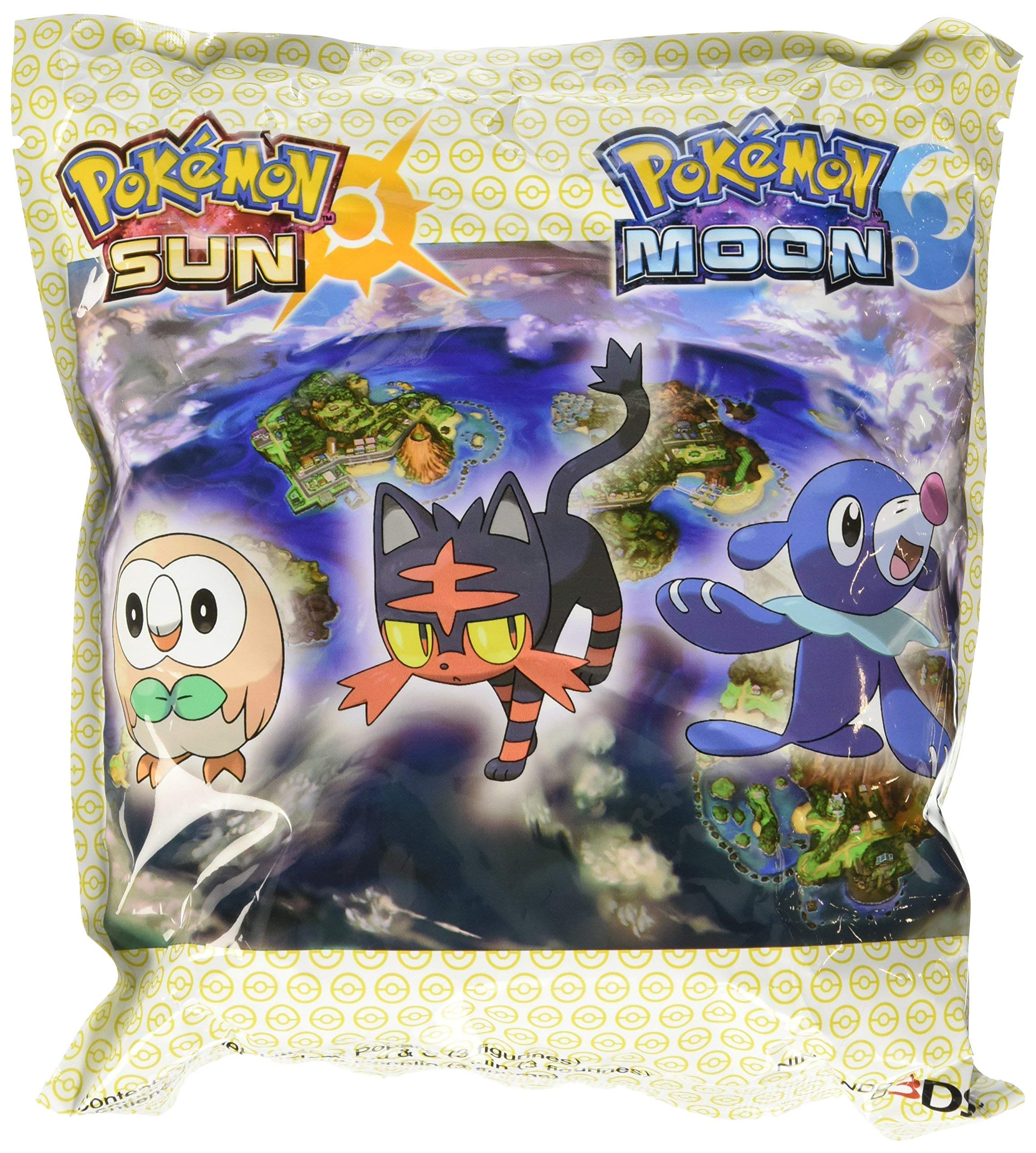 Pokemon Sun and Pokemon Moon Dual Pack - 3 Bonus First Partner Pokemon Figures (Nintendo 3DS) (Renewed)