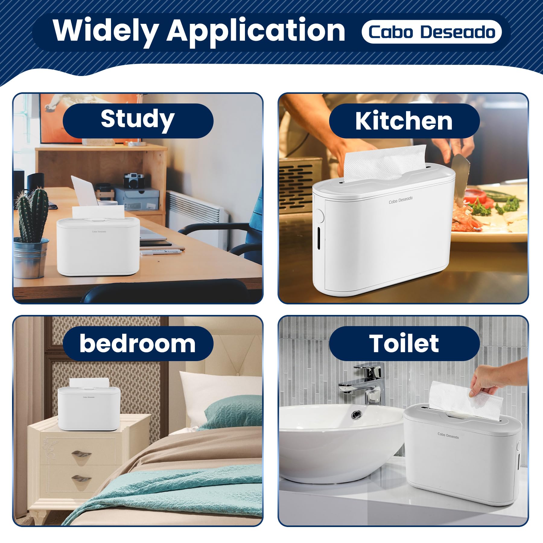 Cabo Deseado Countertop Paper Towel Dispenser Multifold Trifold C fold- Bathroom Commercial Hand Paper Towel Dispenser Holder for Kitchen Bathroom Toilet Hotel, 200 Sheets Refill Reminder
