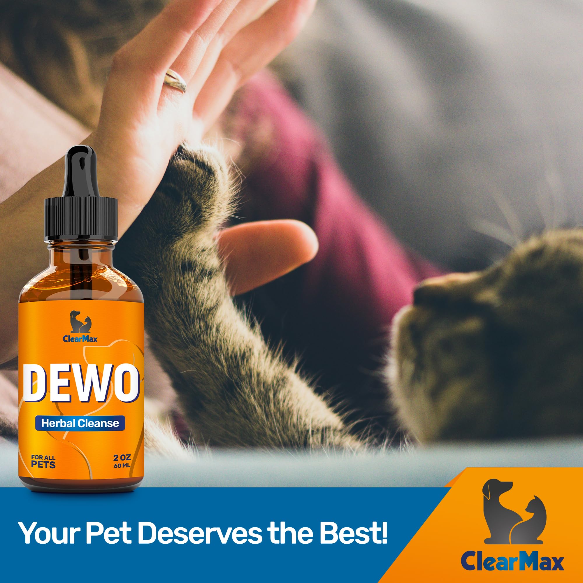 Dewo for Dogs ◆ Cat Dewo ◆ Puppy Dewo ◆ Kitten Dewo ◆ Natural Broad Spectrum Cleanser for Pets ◆ Liquid Dewo for Dogs and Cats ◆ Pet Dewo ◆ Digestive Cleanser ◆ 2 Oz