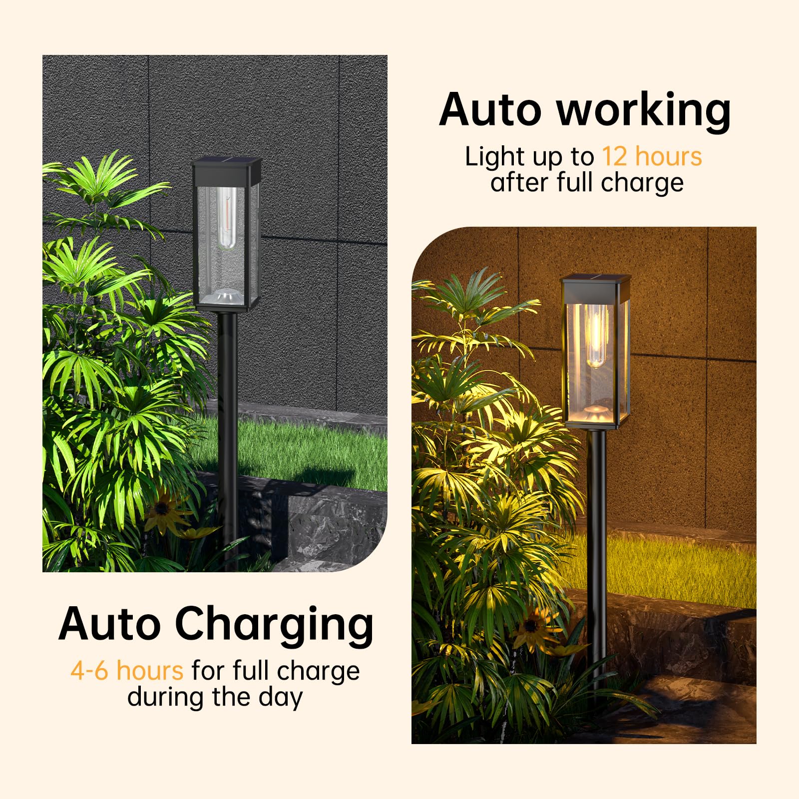 BITPOTT Solar Pathway Lights for Outside, 8 Pack Bright Solar Garden Lights Outdoor Waterproof, Solar Lights for Yard Lawn Walkway Driveway Landscape Lighting Decor