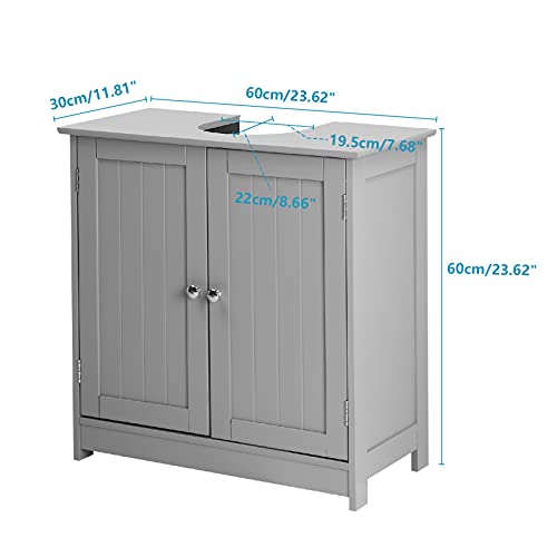 Bonnlo Pedestal Under Sink Storage Bathroom Vanity with 2 Doors Traditional Bathroom Cabinet Space Saver Organizer 23 5/8" x 11 7/16" x 23 5/8" (L x W x H) (Grey)