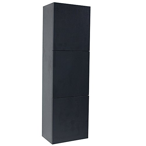 Fresca Bath Bathroom Linen Side Cabinet with 3 Large Storage Area, Black