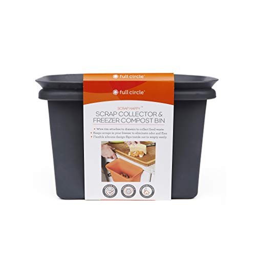 Full Circle Scrap Happy – Food Scrap Collector and Freezer Compost Bin - Hanging Kitchen Countertop Bin for Fruit and Vegetable Waste, Slate