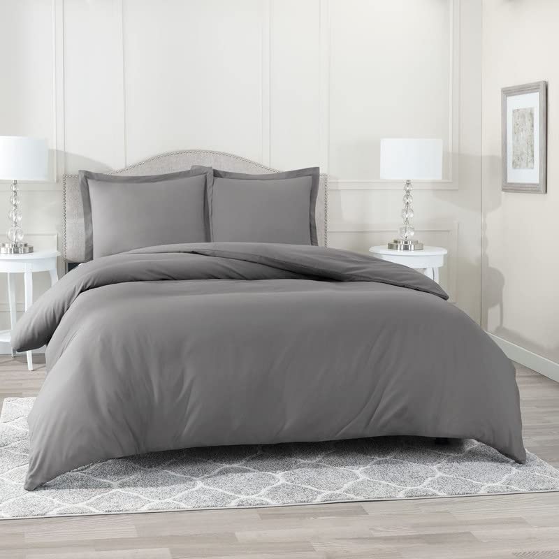 Nestl Ultra Soft Double Brushed Microfiber Duvet Cover Set with Button Closure Burgundy Red California King 3 Piece