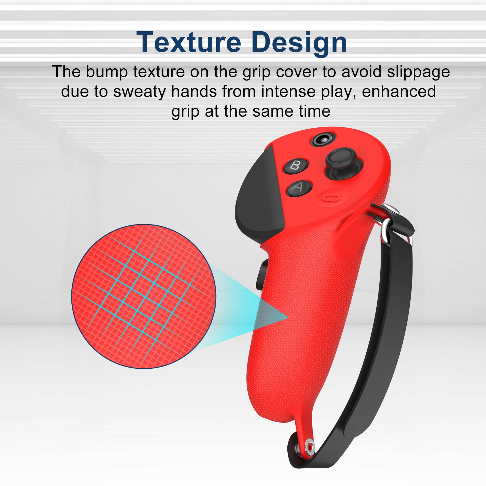 Controller Grips Cover Compatible with Oculus Meta Quest Pro Accessories, Silicone Anti-Slip Case Shell Protector for Quest Pro (Red)