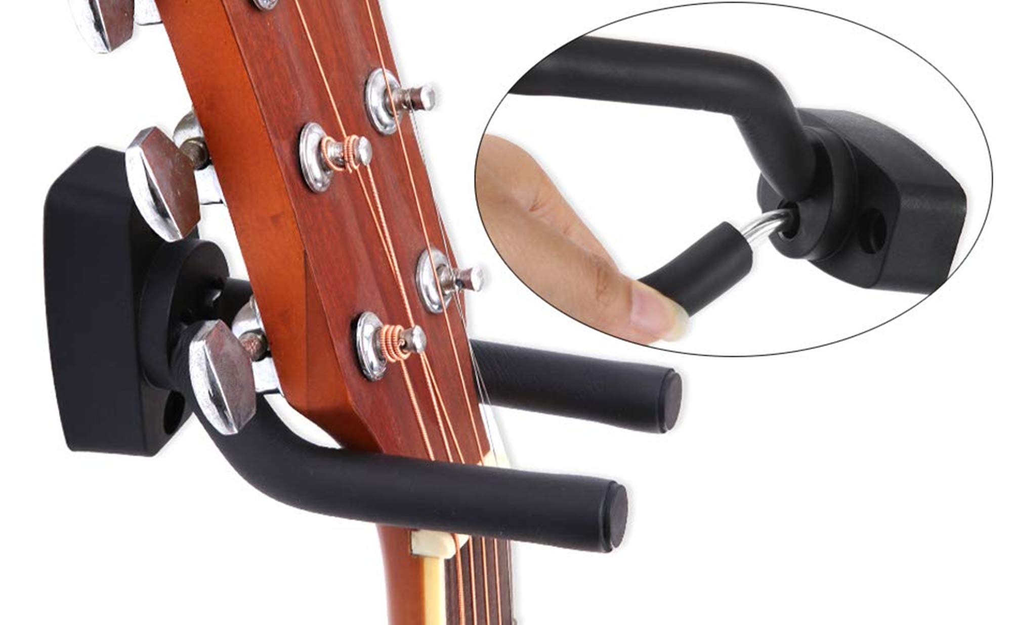 CC CAIHONG Guitar Wall Mount Hanger 2 Pack, Guitar Hanger Wall Hook Holder Stand Display Black with Screws - Easy to Install - Fits All Size Guitars, Bass, Mandolin, Banjo, Ukulele