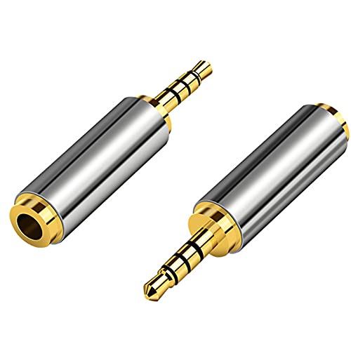NETVIP 2.5mm Male to 3.5mm Female Audio Adapter Gold Plated 2.5mm to 3.5mm Adaptateur TRRS Converter Premium Sound Quality 3 Ring Earphone Headset Stereo Adapter Jack (Stereo or Mono)-2 Packs