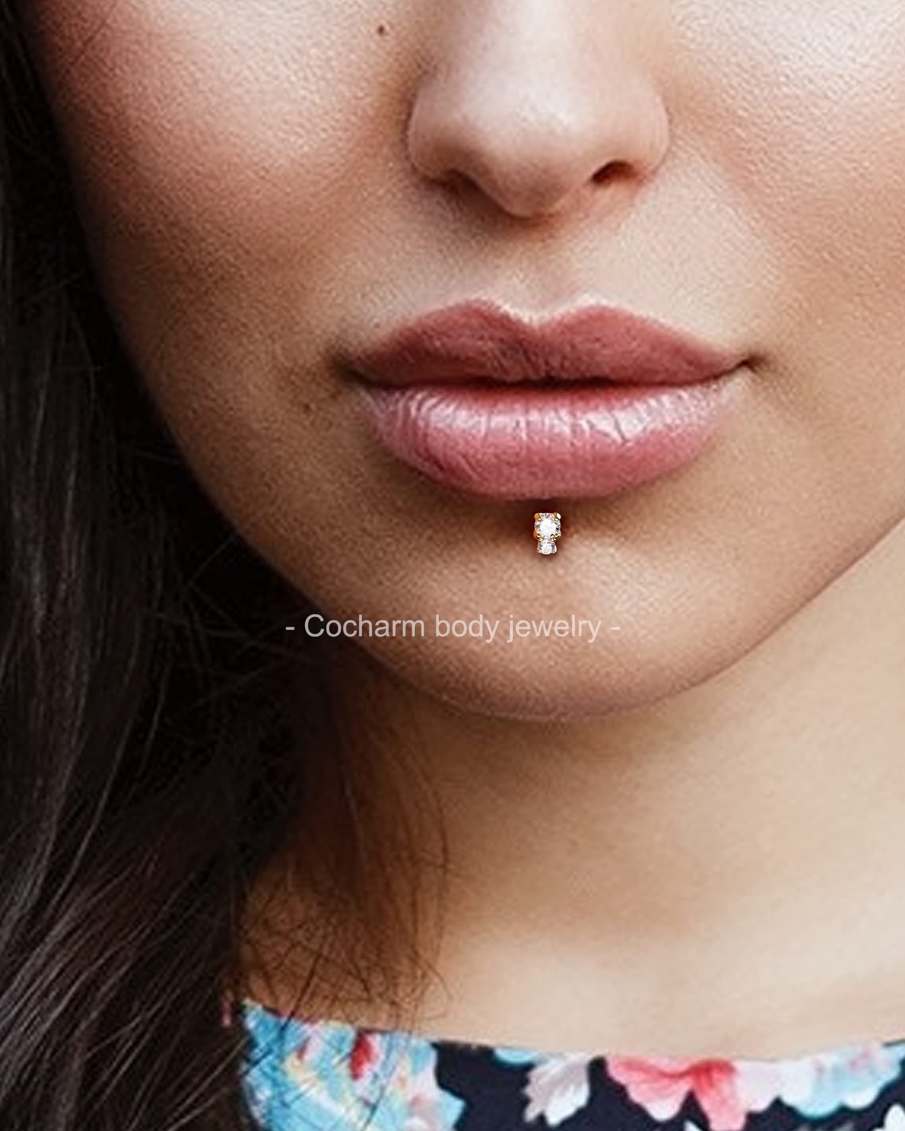 COCHARM 14K Gold Cartilage Earring Stud Yellow Gold 16g Flat Back Cartilage Earrings 14K Solid Gold Push in Cartilage Piercing Threadless Labret Stud Gold Medusa Studs