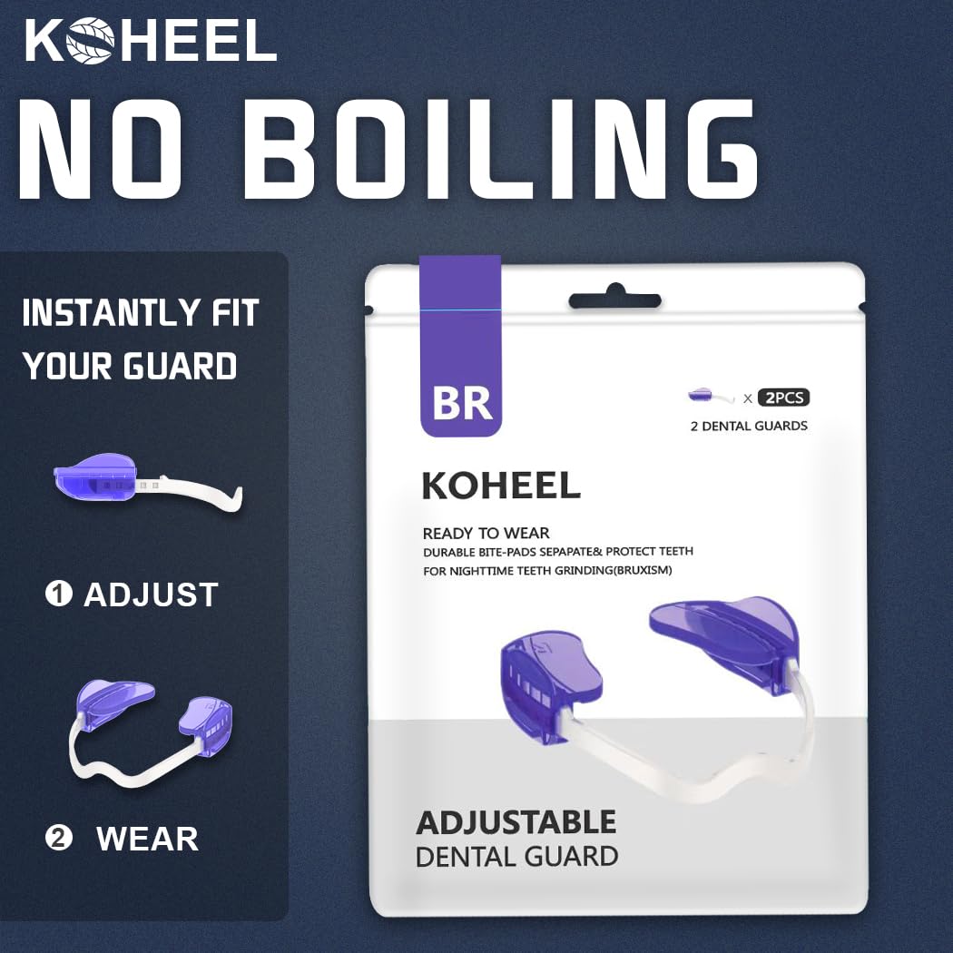 KOHEEL Adjustable Mouth Guard for Teeth Grinding and Clenching, No Boiling Night Guard, Stop Bruxism Dental Guard (2 Count)