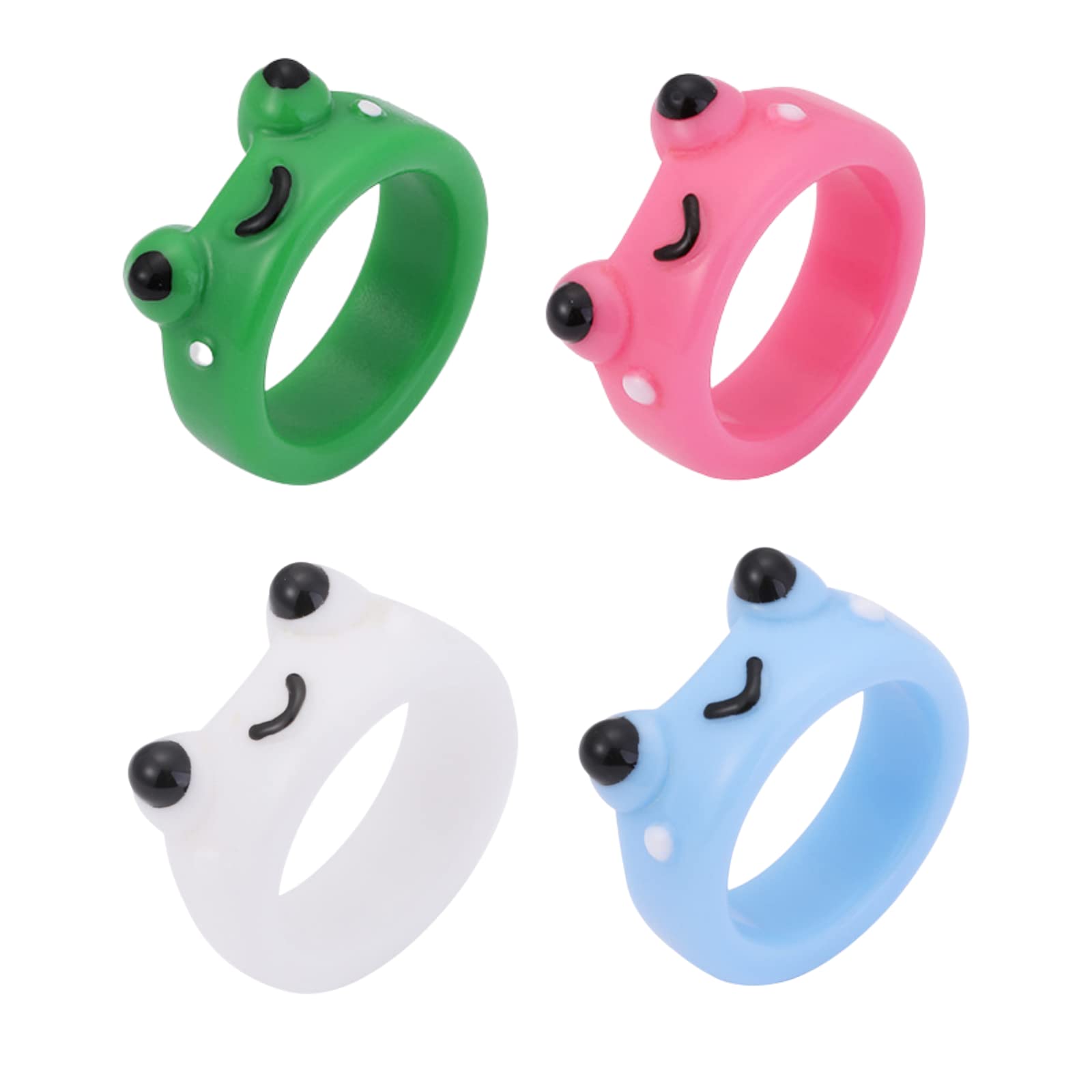COLORFUL BLING Frog Chick Resin Ring Cute Animal Acrylic Rings Y2K Chunky Stackable Ring Funny Cartoon Friendship Gift for Women-F
