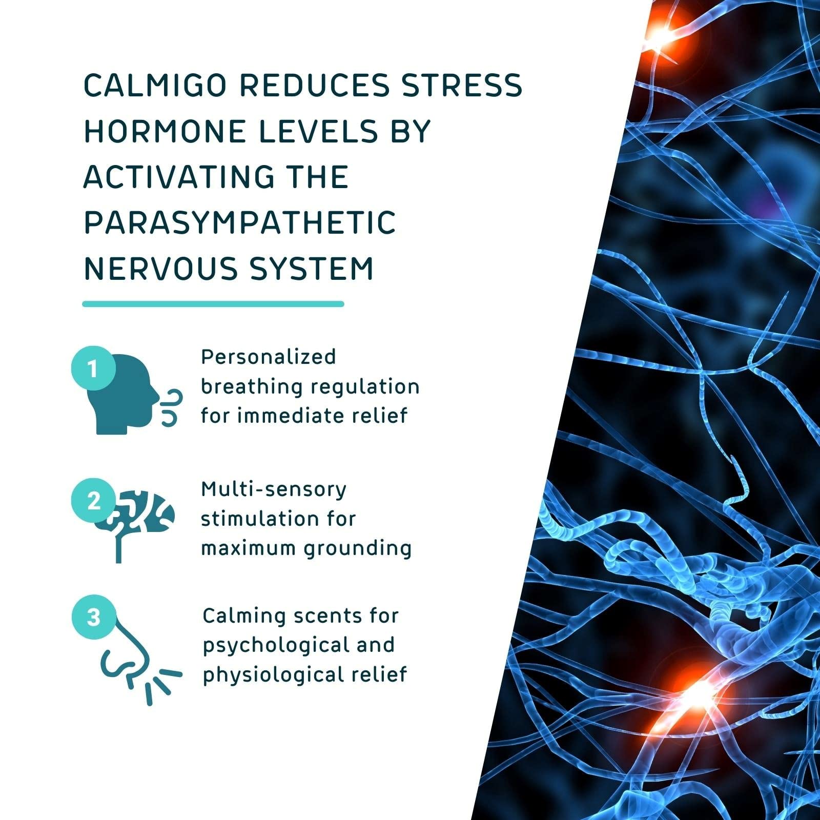 CalmiGo (Gen-1) Immediate Anxiousness & Stress Relief, Natural Calming Device, Portable, Sleep Assistant, Panic Attack Relief, Relaxation, Calm for Anxiety