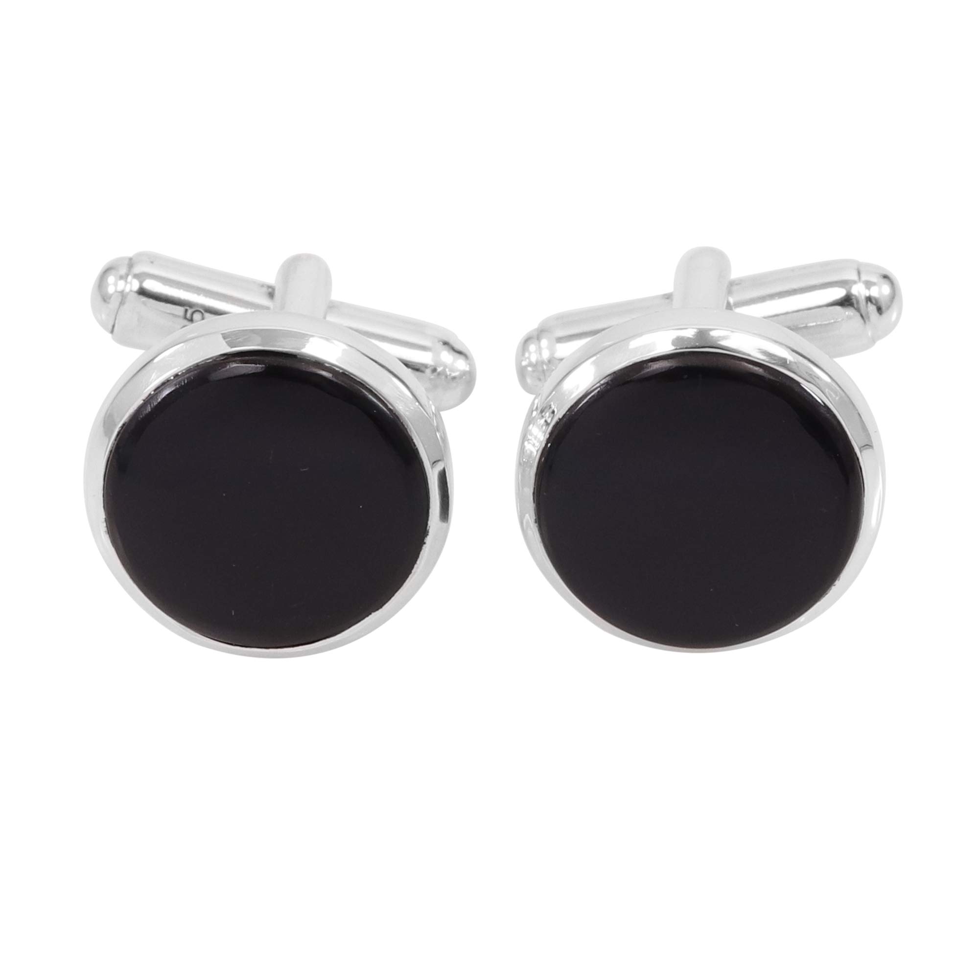 Black Onyx Cufflinks Onyx Cufflinks Onyx Shirt Studs Silver Onyx Cufflinks Onyx Tuxedo Studs Handmade Cufflinks Gemstone Black Onyx Round Shape 14X14mm Cufflinks For Men's (Silver)