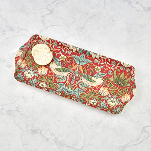 Pimpernel Morris & Co Strawberry Thief Red Collection Sandwich Tray | Serving Platter | Crudité and Appetizer Tray for Indoor and Outdoor use, Made of Melamine, Measures 15.1" x 6.5", Dishwasher Safe