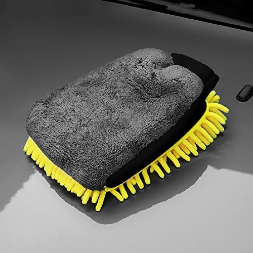 InfantLY Bright Dual-Sided Car Wash Mitts,Car Microfiber Chenille Gloves Thick Cleaning Mitt Scratch-Free Auto Care Double-Faced Glove for Clean Cars Trucks Motorcycles