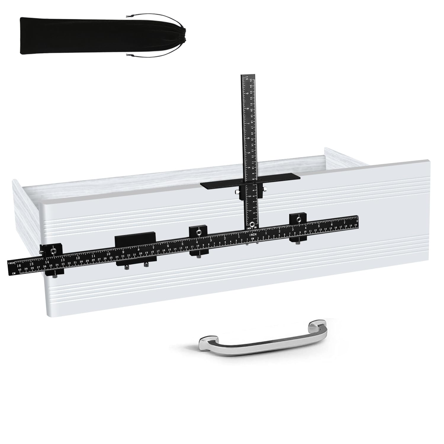 Cabinet Hardware Jig, Adjustable Drill Guide Template Tool with Extensions for Oversized Handles, Accurate for Door Drawer Front Knobs Handles and Pulls,All Aluminum Alloy
