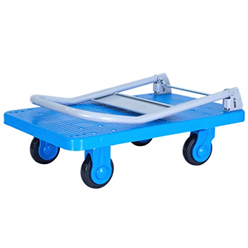 BJL-Hang Truck Utility Vehicle Plastic Van Medium 80x50cm Trolley Hand Truck Blue Flatbed Folding Trolleys Load 250KG OYO (Color : Blue)