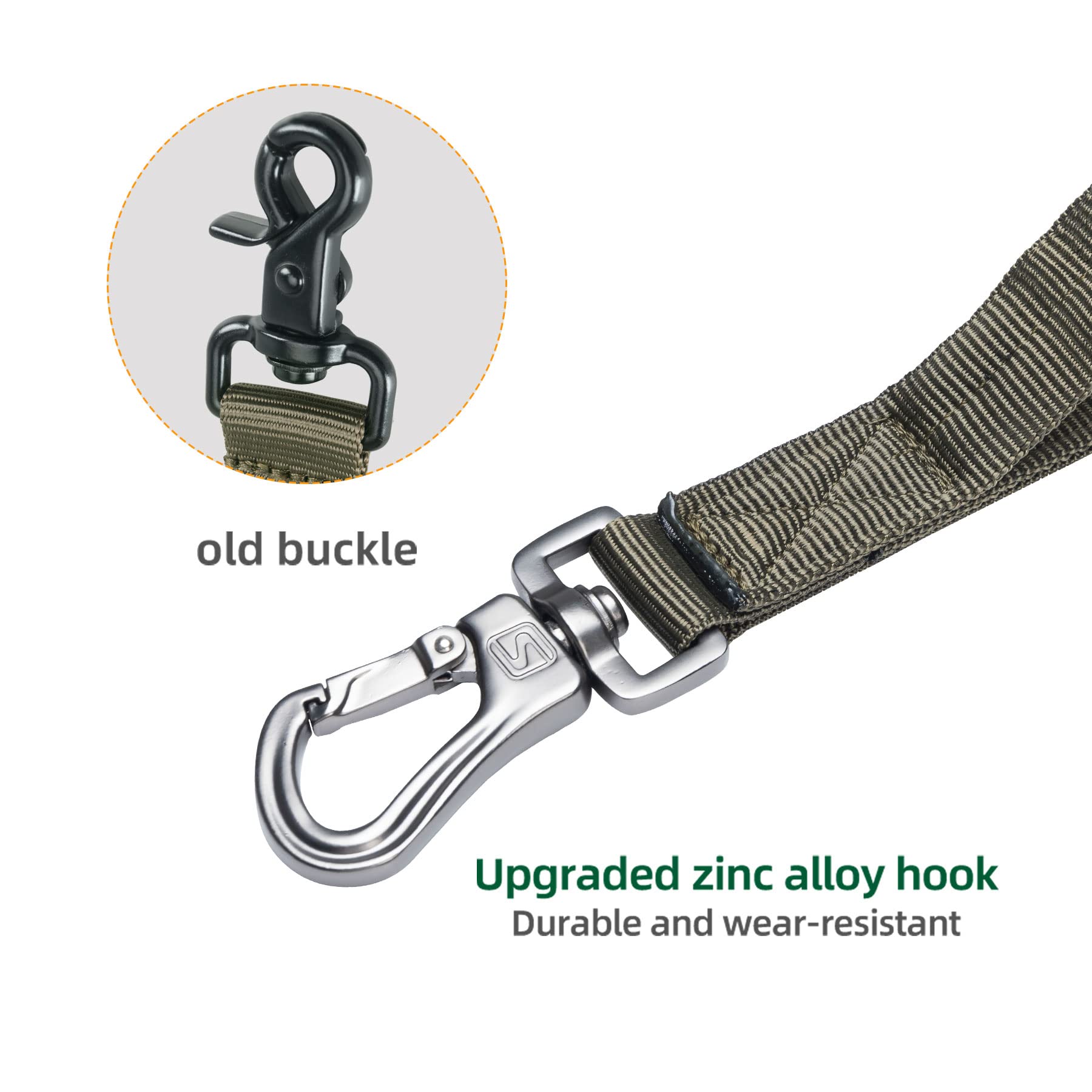 Excellent Elite Spanker Tactical Bungee Dog Leash Military Adjustable Dog Leash Quick Release Elastic Leads Rope with 2 Control Handle(Ranger Green)