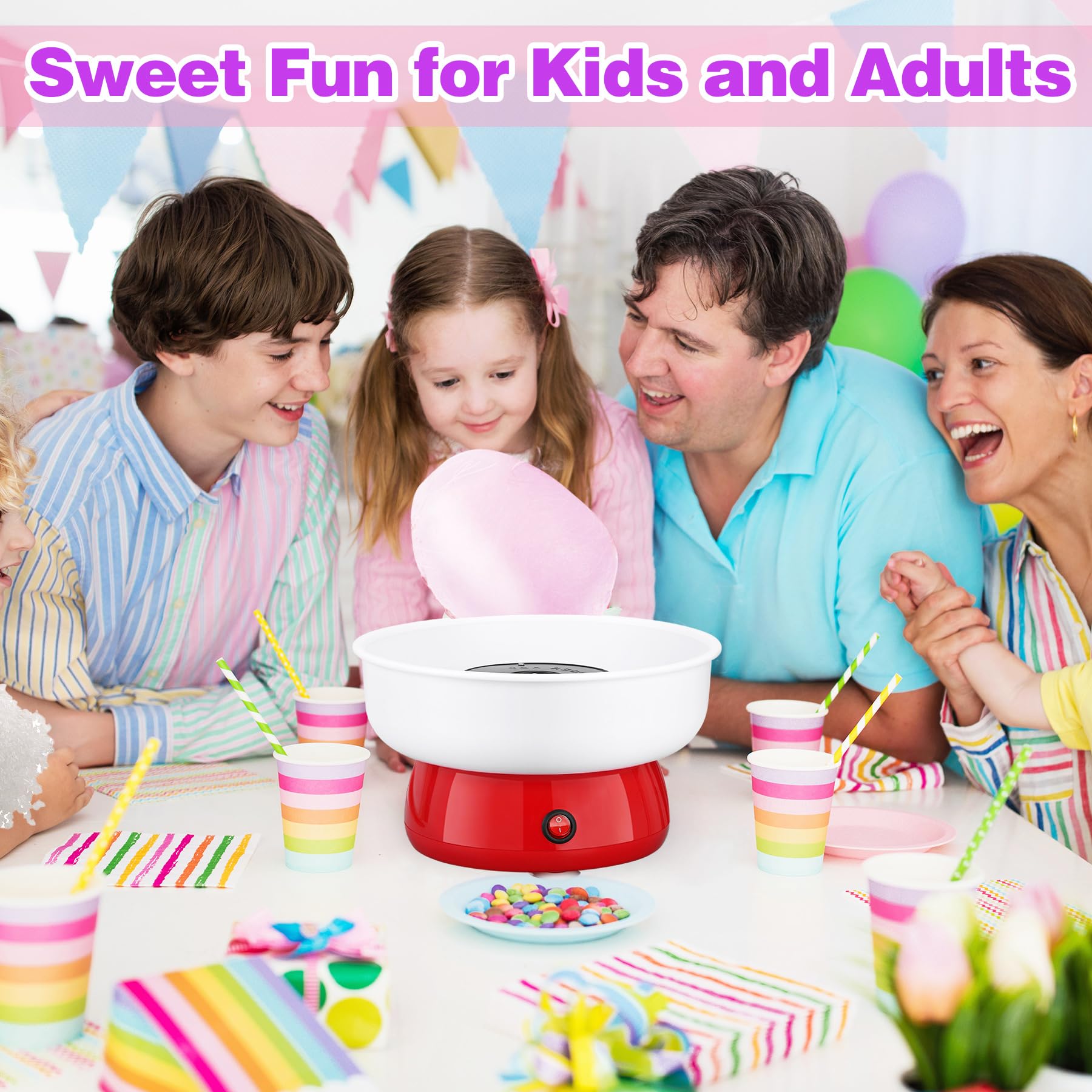 Cotton Candy Machine for Kids,Homemade Portable Cotton Candy Maker for Birthday, DIY, Party Gatherings,Christmas Halloween Gift