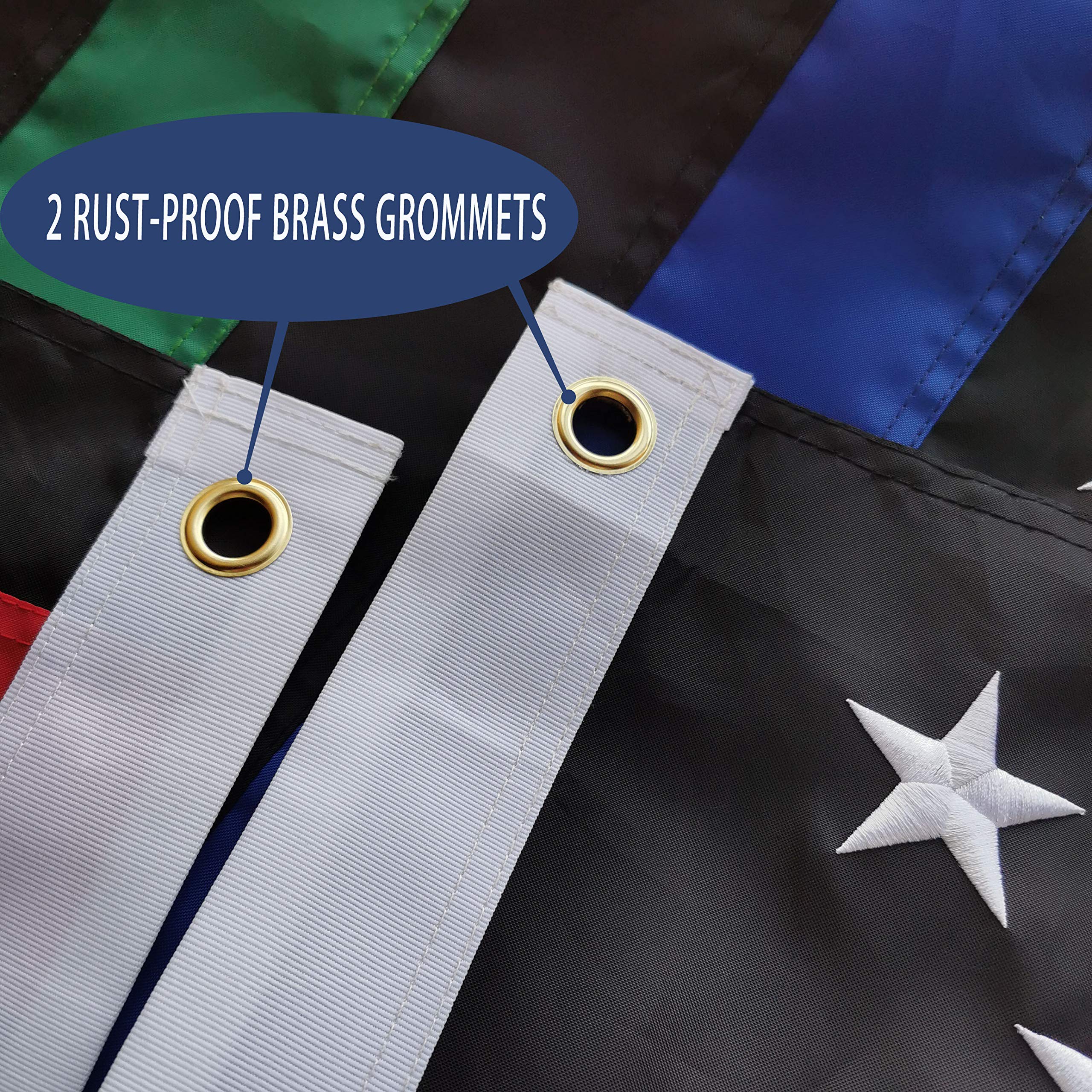 Embroidery Thin Red Blue Green Line Flag 3x5 Outdoor- Police Firefighter Military Flags Heavy Duty Vivid Colors UV Protection Double Stitched 210D Polyester with 2 Grommets
