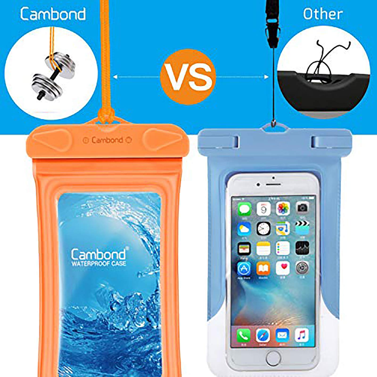 Cambond Waterproof Phone Pouch Compatible with iPhone, Water Proof Cell Phone Case Dry Bag for iPhone 13 12 Pro Max, 11, XS, XR, X, Galaxy Pixel, Snorkeling Cruise Ship Kayaking, 4 Pack