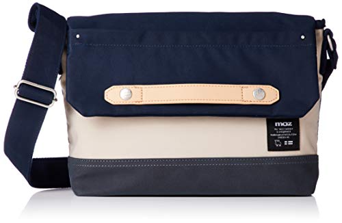 Moz Shoulder Bag, Lightweight, Water Repellent, Cover, Flap, Messenger, Navy x Off-White