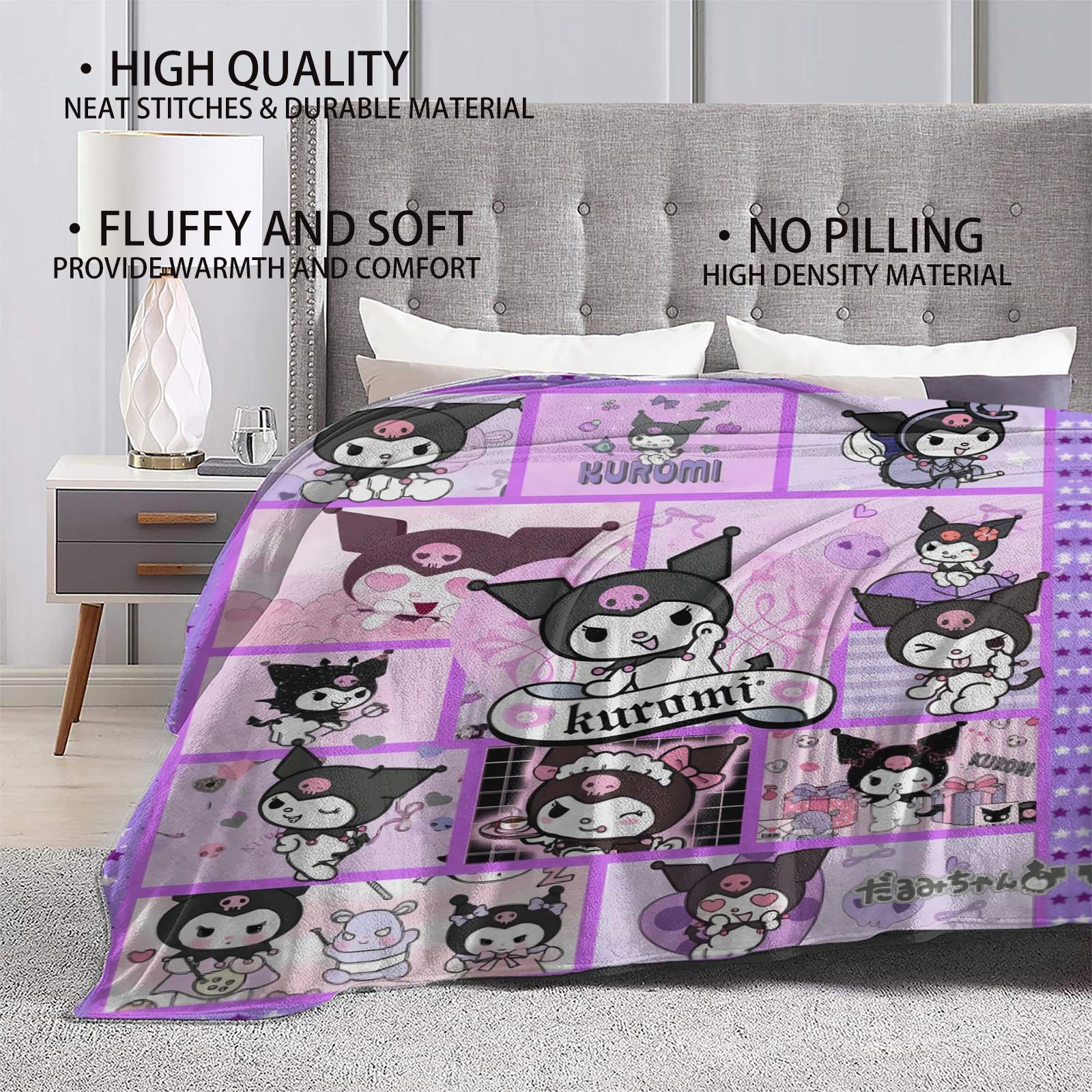 Cute Cartoon Girls Blanket Plush Throw Ultra Soft Flannel Lightweight Throws for Sofa Bed All Seaso Warm Cozy
