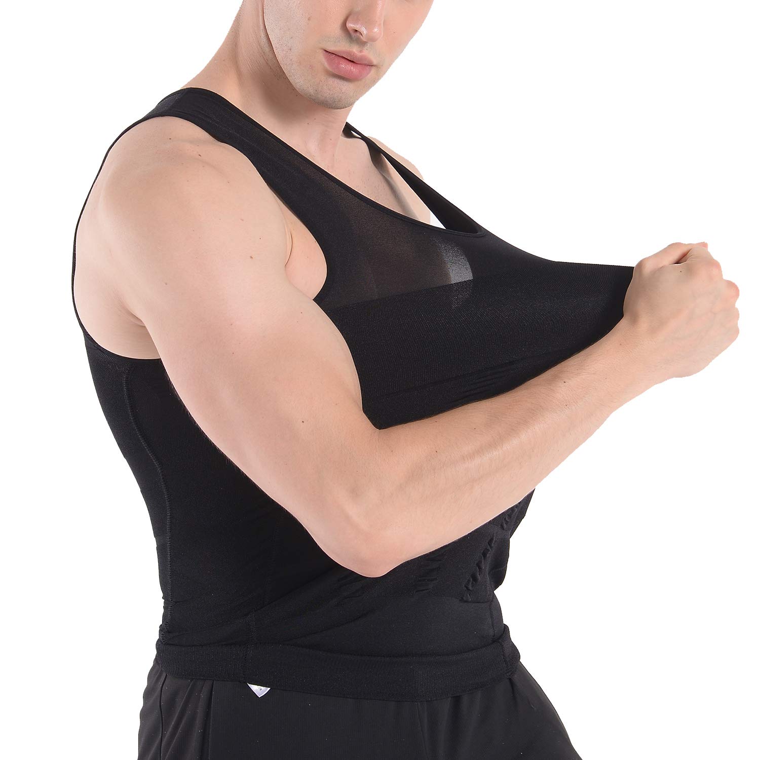 COOFANDY Men's 2 Pack Compression Shirt Slimming Body Shaper Vest Gym Workout Tank Top Sleeveless Abdomen Shapewear