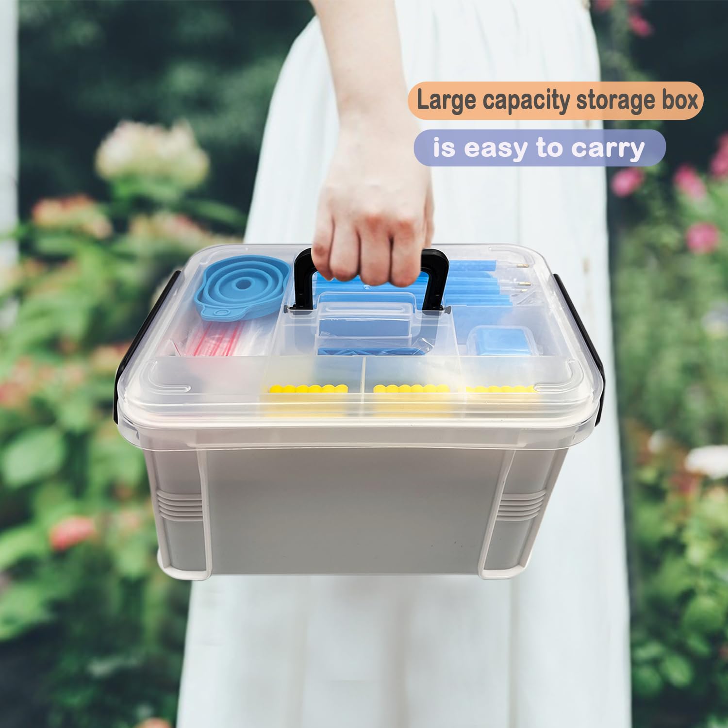 Diamond Painting Storage Containers Diamond Art Accessory Kits with Shockproof Jars,Diamond Painting Accessorys Tool Kits Craft Jewelry Bead Rhinestones Diamond Paintings Tools Organizer Box (Blue)