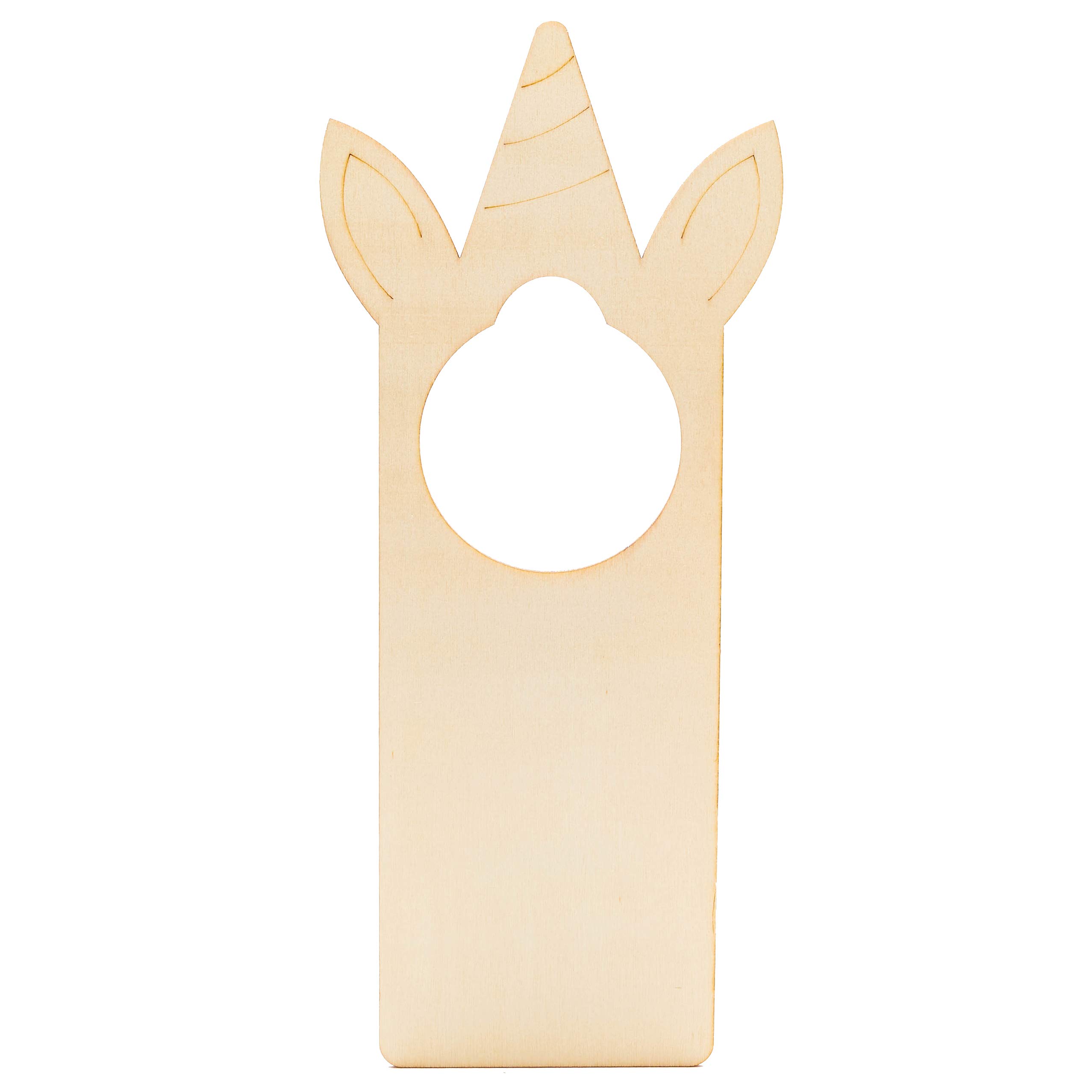 Blank Wooden Unicorn Door Knob Hanger (4.3 x 10 in, 12-Pack)
