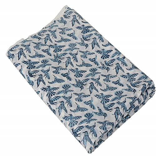 Trade Star 3 Yard Hand Block Print Fabric 100% Cotton Fabric for Sewing Crafting Dressmaking Running Natural Dye Sanganeri Indian Bird Print Fabric by The Yard Width 44 Inches(Pattern 1)