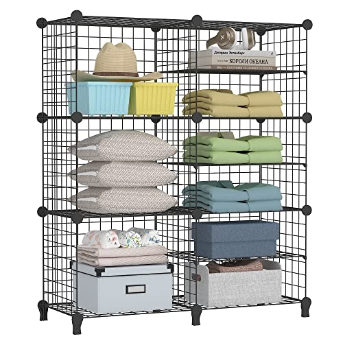 GIMTRR Closet Organizers and Storage, 3 * 6 Cubes Metal Wire Storage Shelf, Modular Cabinet Portable Bookcase for Bedroom, Bathroom, Office, Black