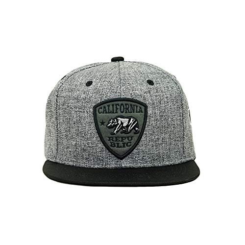California Republic Twill Snapback Hat Adjustable CA Map Baseball Cap (Gray/Black)